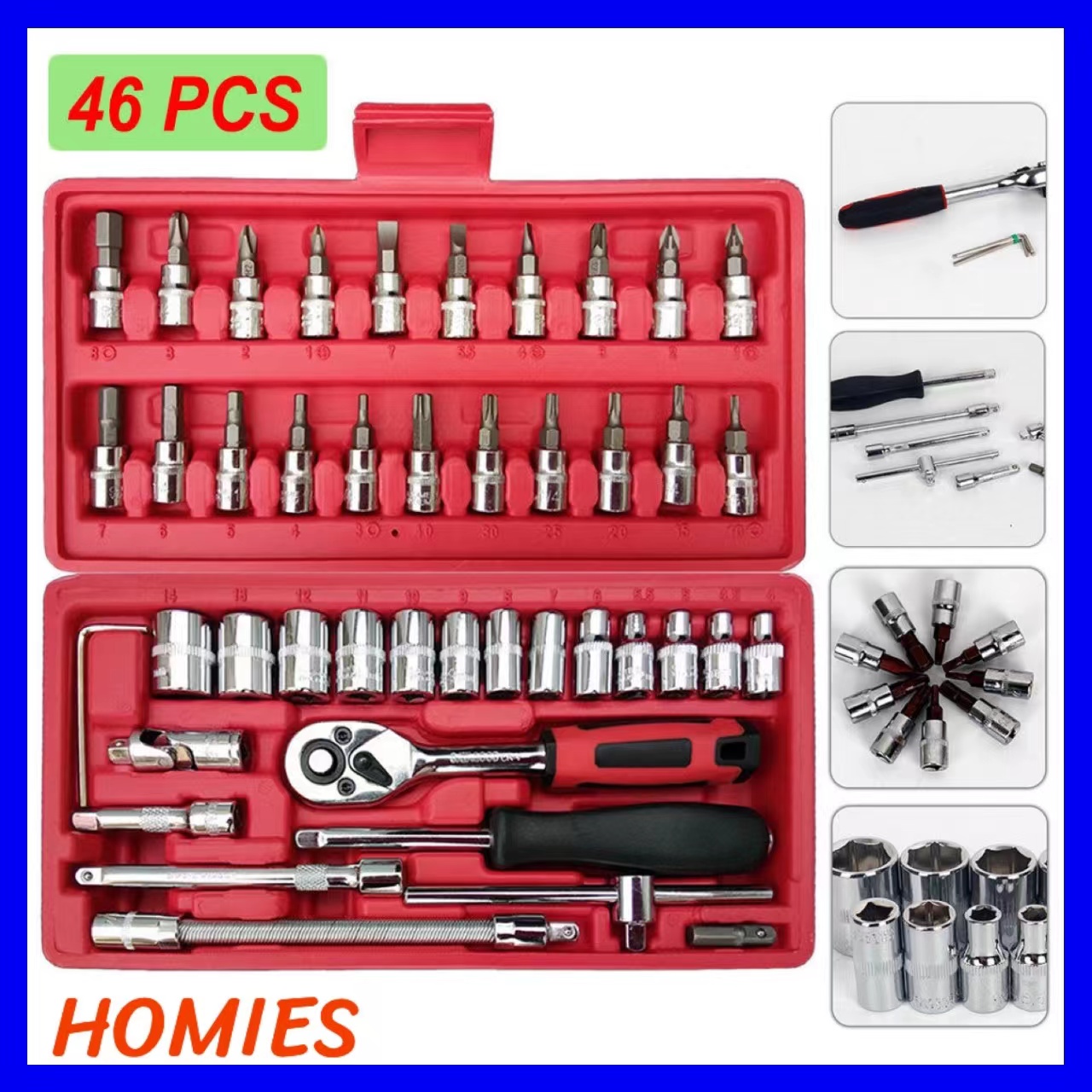 HOMIES 53pcs Tools Set Vehicle Multifunctional Wrenches Chrome Vanadium ...