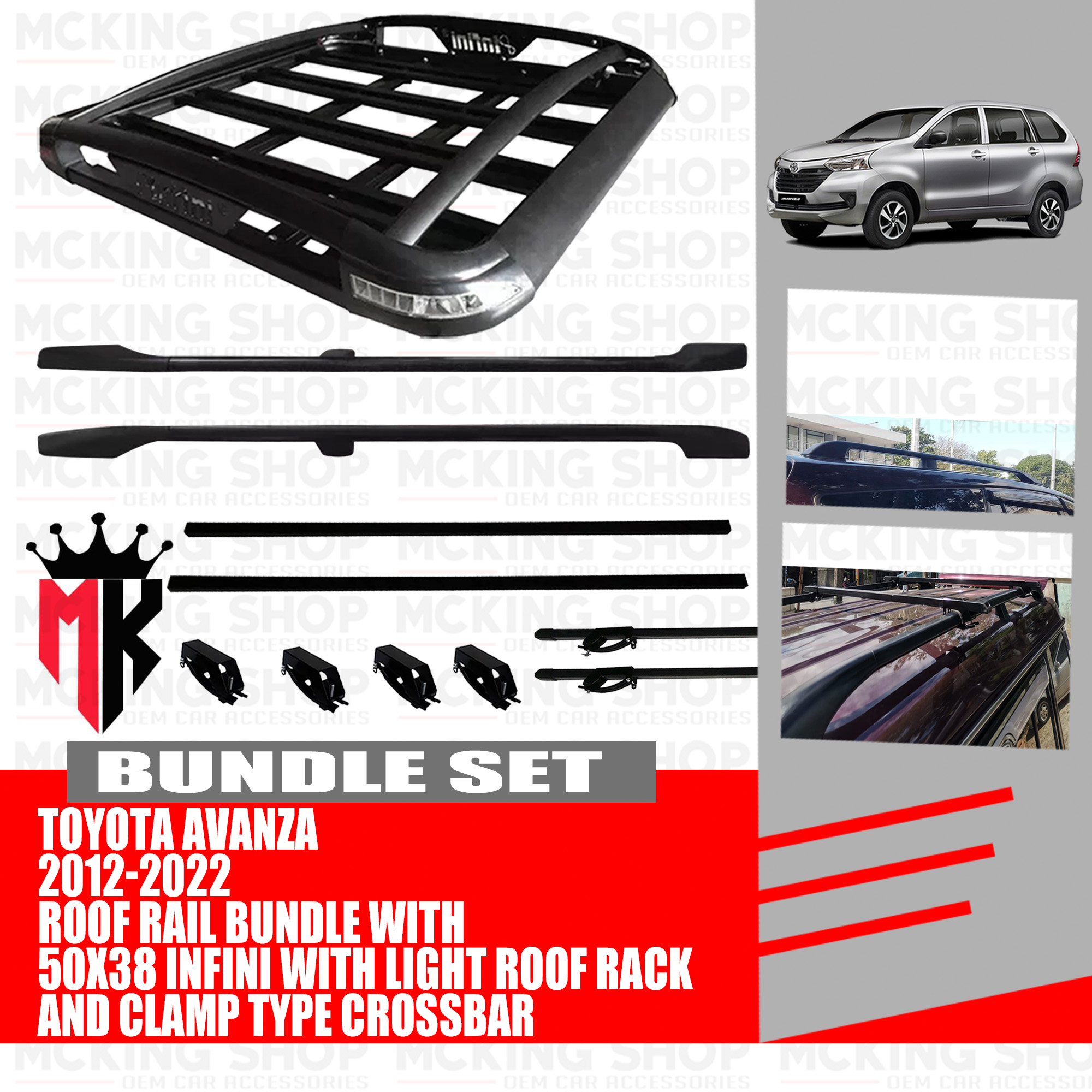 Toyota Avanza 2012-2022 Infini with Light 50x38 Roof Rack / Roofrack ...