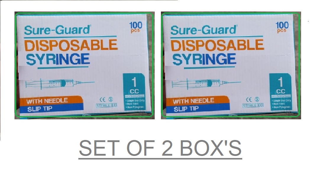 Sureguard Disposable Syringe (5cc) 100 pcs/box (Total of 2 box's- 200 ...
