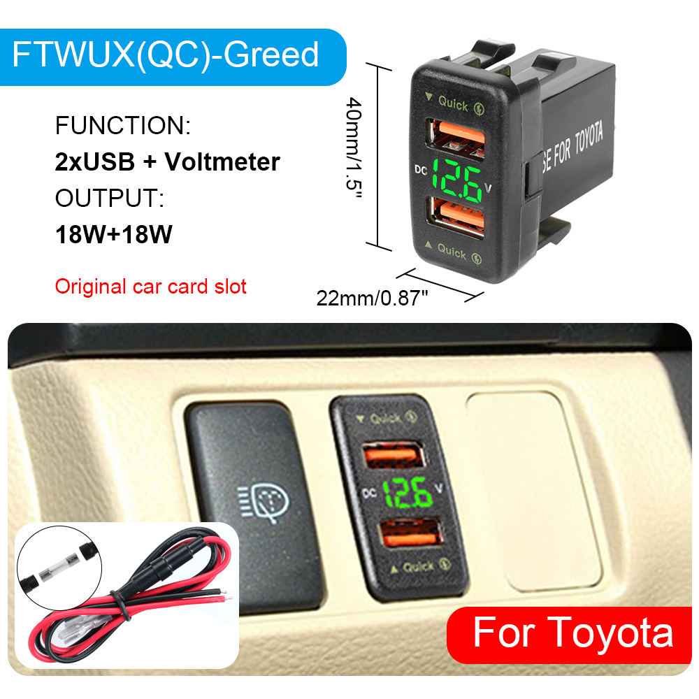 For Toyota Corolla Yaris Chr Auris RAV4 12V USB Chargers 3.0 Power ...