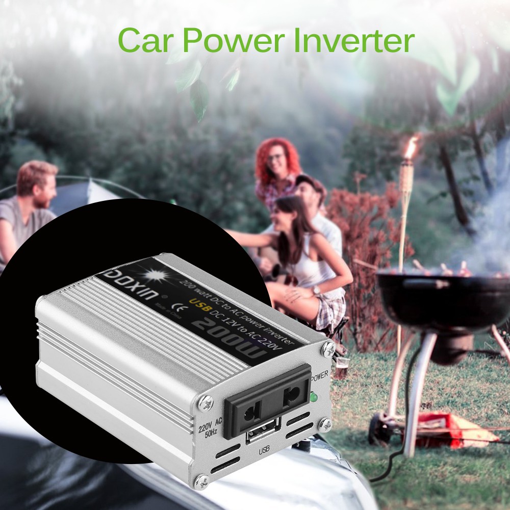 200W car power conversion inverter DC 12V to AC 220V modified sine wave ...