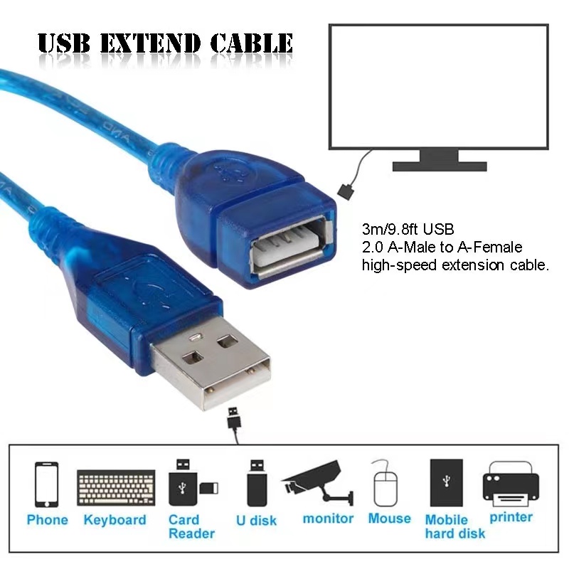 1.5m 3m 5m Universal USB 2.0 Female To Male Extension Cable/High Speed ...