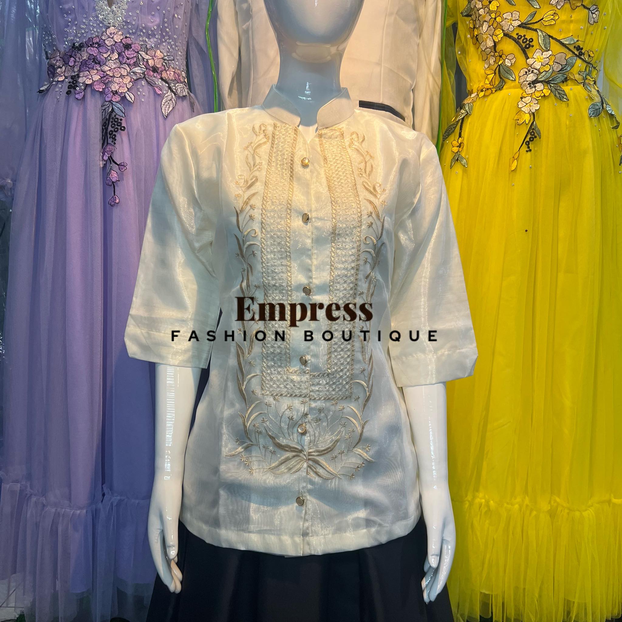 Ladies Barong MARIAN BLOUSE 3/4 Sleeve Chinese Collar ( Different ...