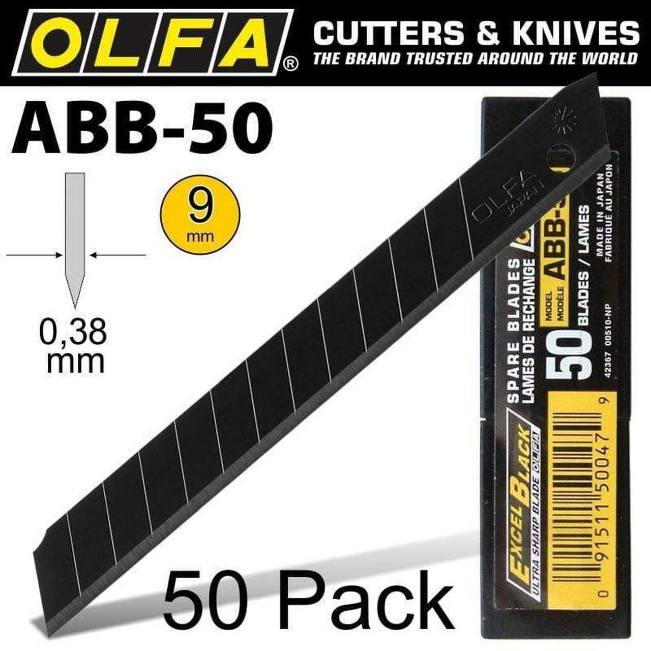 OLFA ABB-50 9mm Ultra Sharp Black Blade, 50-Pack for SVR-1 cutter | Lazada PH