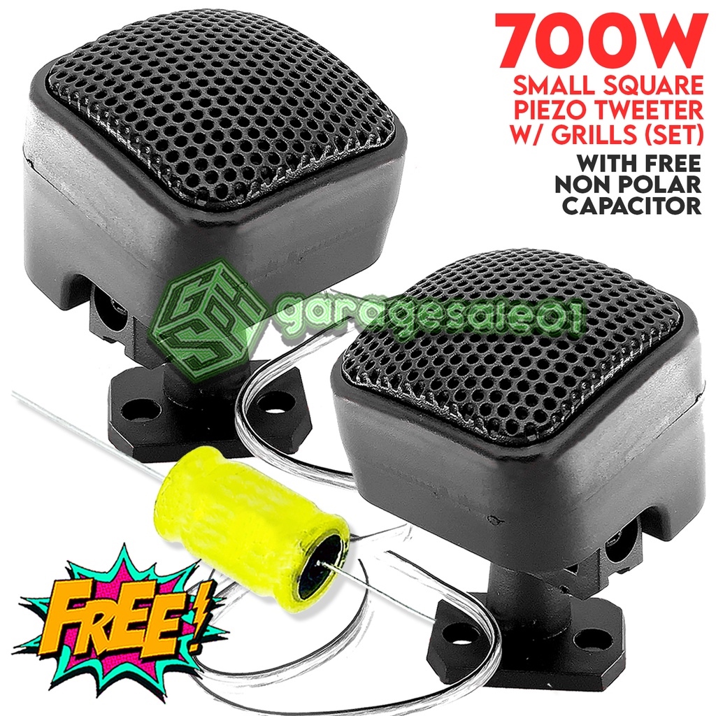 Piezo Tweeter 700W Square Small Size With Stand Grills (PAIR) With FREE ...
