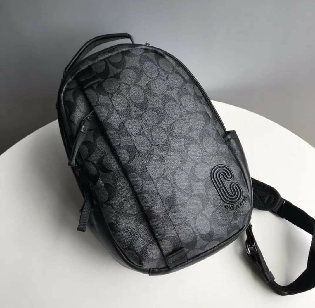 Coach Edge Pack Men's Crossbody Slant Bag 89909 In Charcoal Signature ...