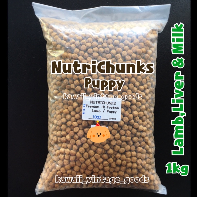 NUTRICHUNKS Puppy Lamb Liver Milk 1kg repack dog food kibble Nutri ...