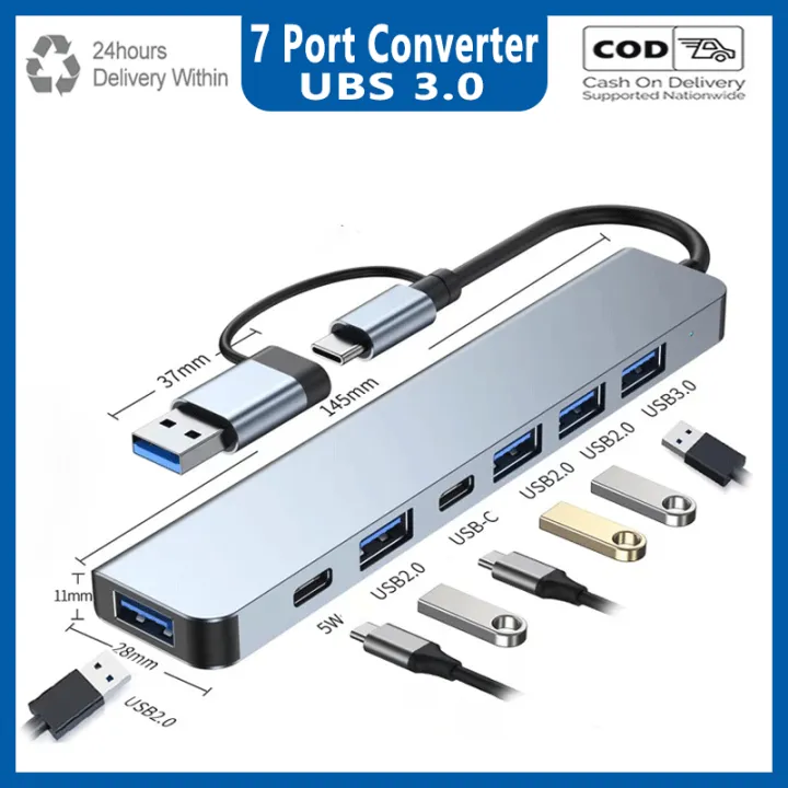 USB Hub 8-in-1 8 Ports Type-C 3.1, 8-in-1 USB C Adapter with Rj45 ...