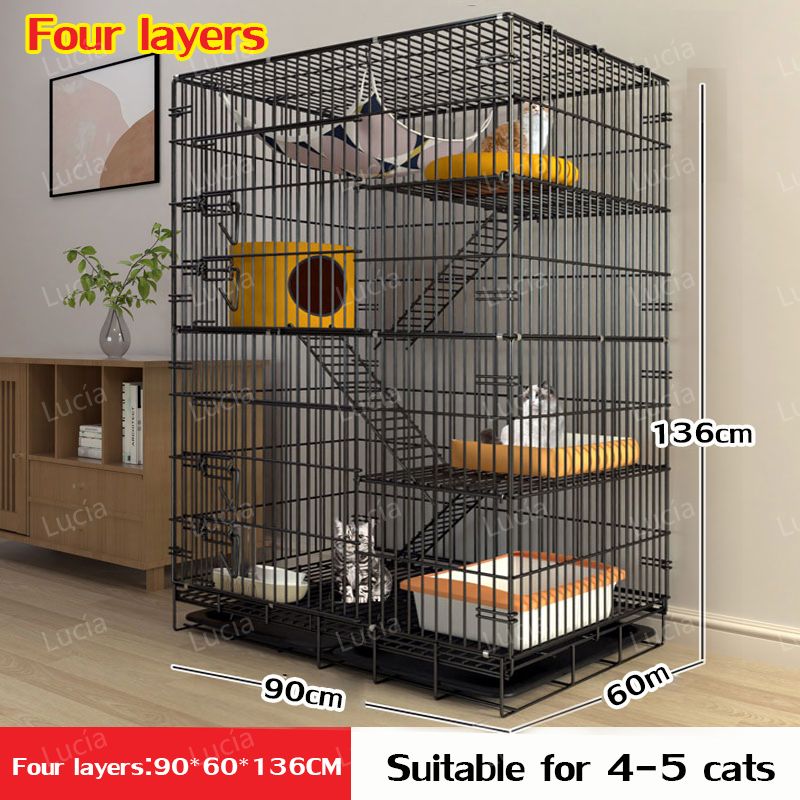 Cat Cage 4 Layer Heavy Duty Pet Cage Easy Assemble Foldable With Wheel ...