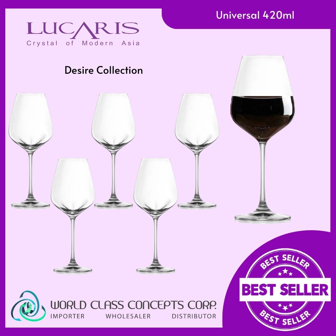 Lucaris Crystal Glass Desire Universal 420ml/ 14 3/4oz Set of 6(WCCC ...