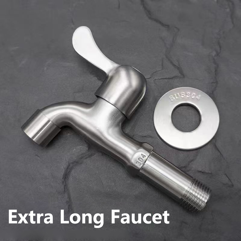Sus 304 Extra Long Faucet Zinc Alloy Cold Tap Wall Washing Machine ...