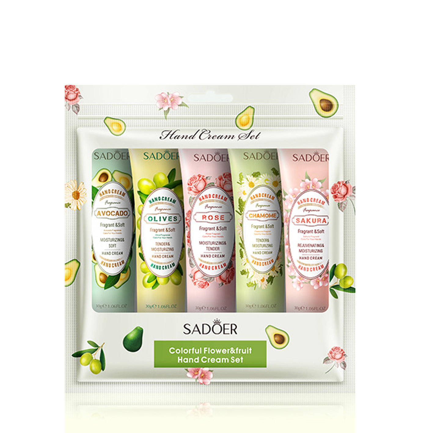 SADOER. Korean 5PCS Set summer girl Perfumes Hand Essence Hand Cream Handcream 30G Beauty And ...