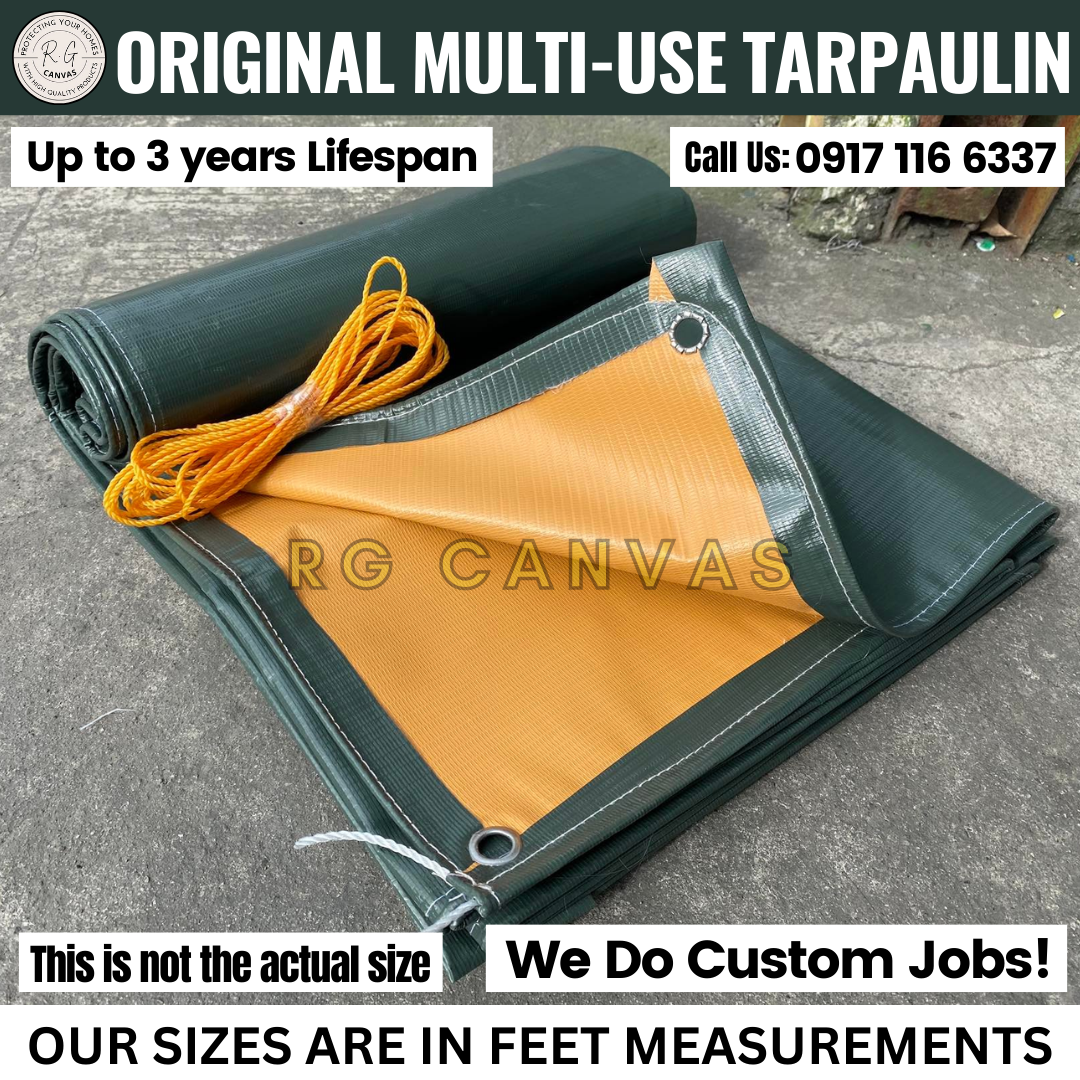 WITH ROPE!! 3x10ft PVC ORIGINAL TARPAULIN LAMINATED TRAPAL 100% ...