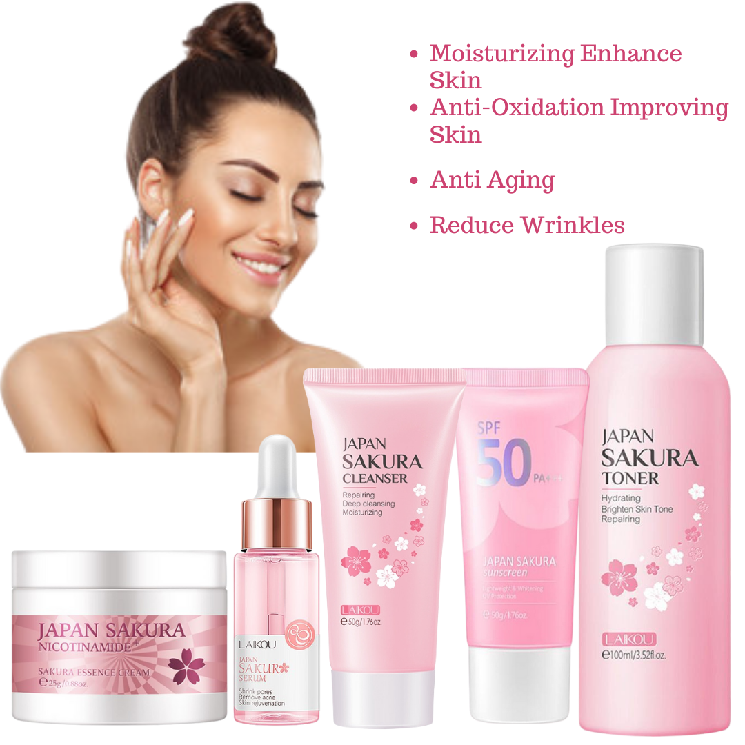 Sakura Skin Care Set Glass Skin Clarifying Skin Facial Cleanser Pore ...