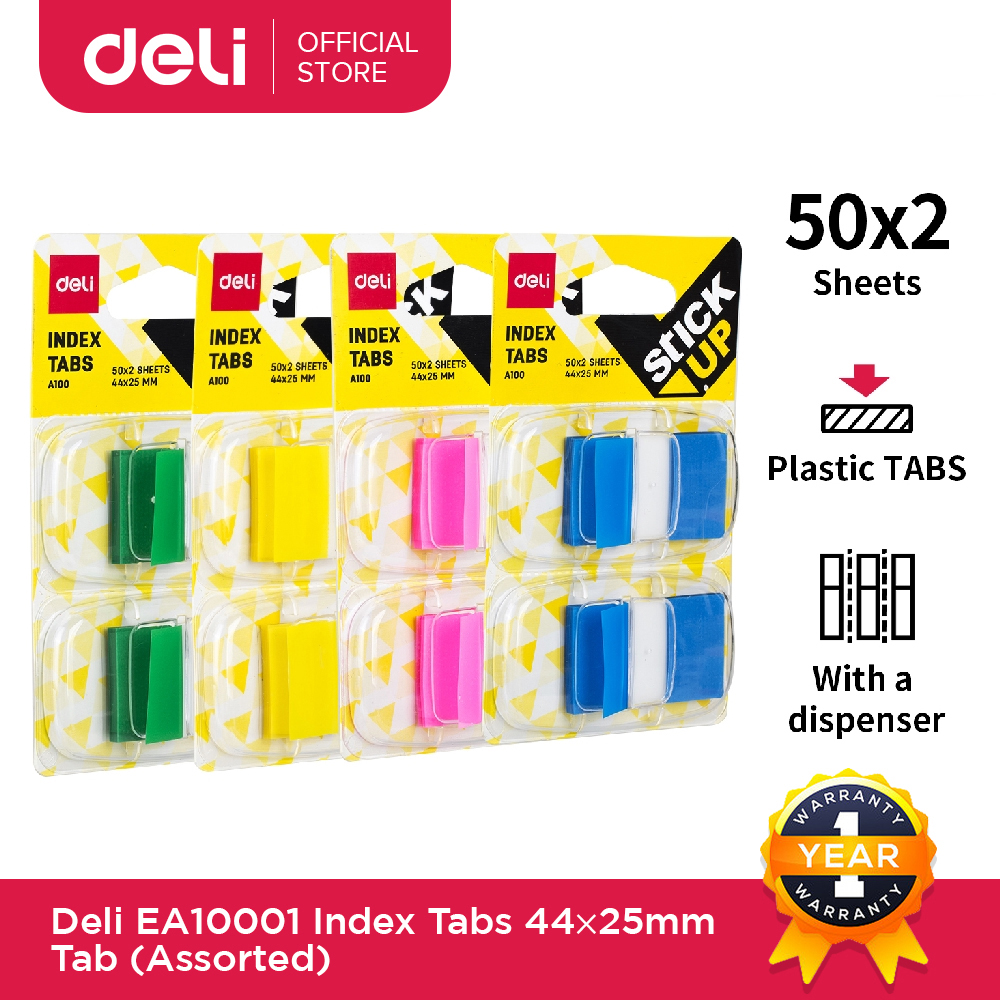 Deli Sticky Notes Flags Tabs Markers Paper Index Bookmark 44×25mm Tab ...