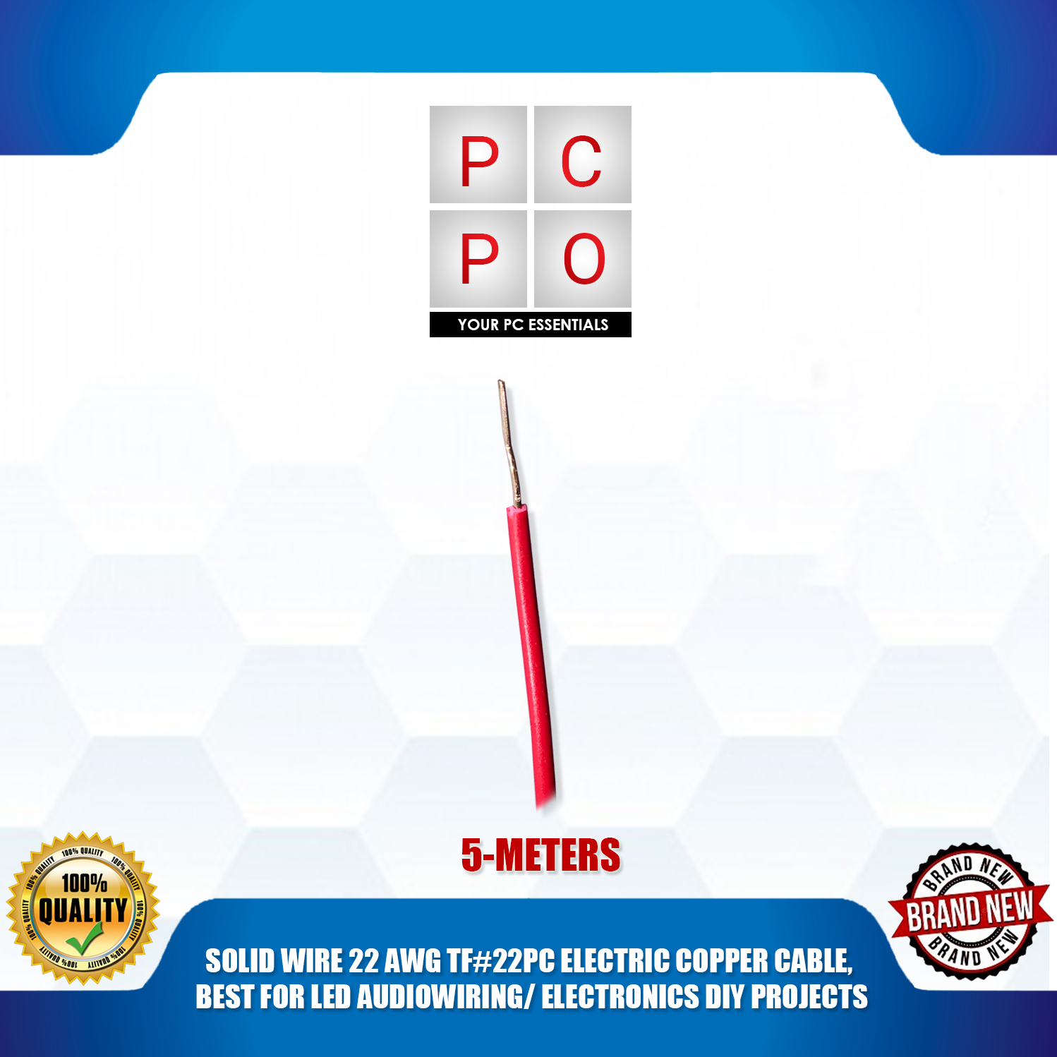 SOLID WIRE 22 AWG TF#22PC, ELECTRIC COPPER CABLE, BEST FOR LED AUDIO ...