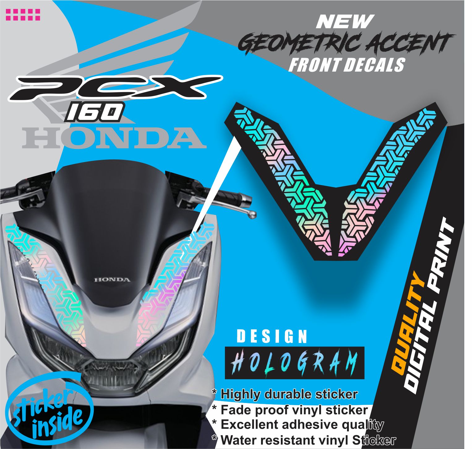 Honda Pcx 160 v1 Giometric Accent Front Cover Decals Sticker | Lazada PH