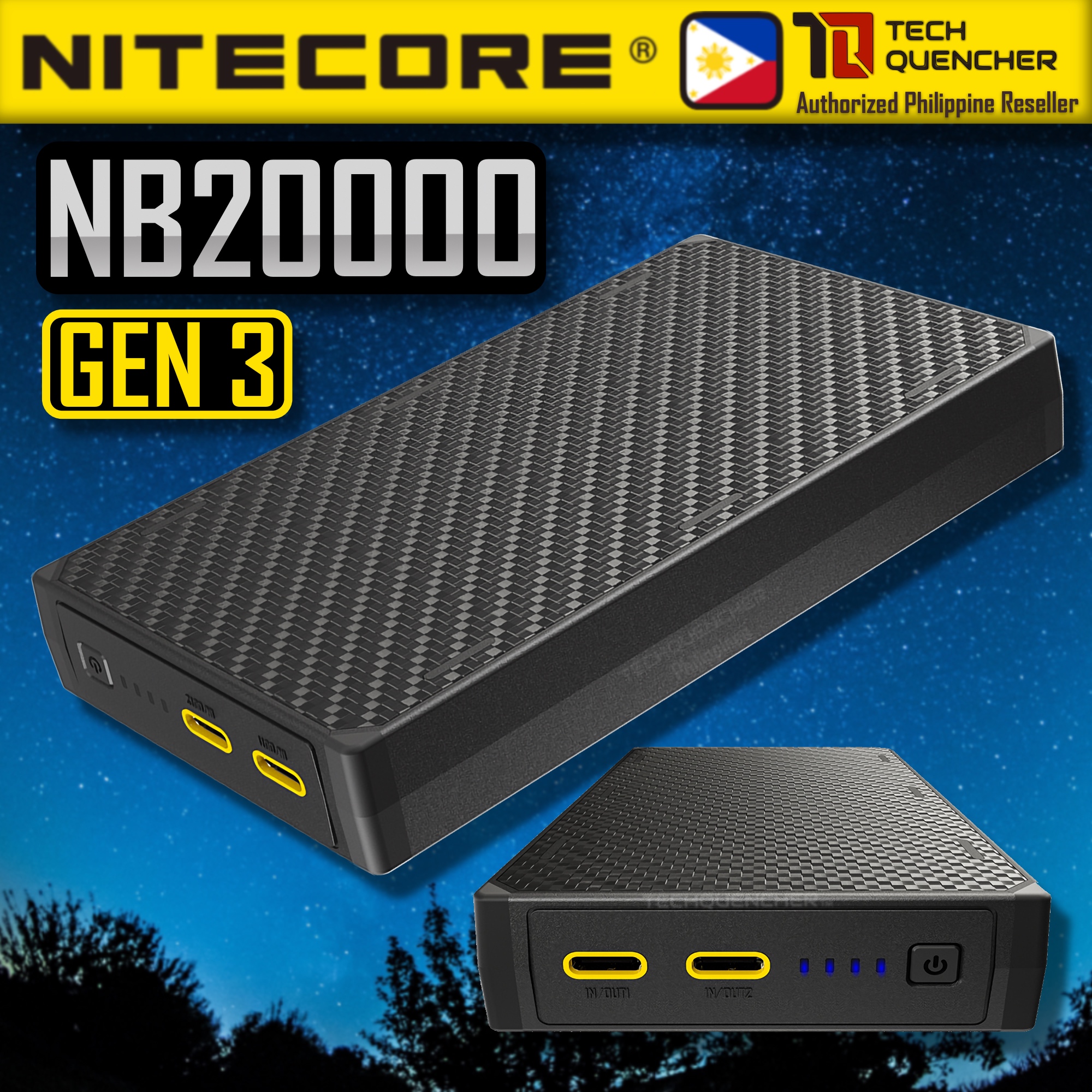 Nitecore NB20000 GEN3 - 20000mAh Powerbank - Ultra Slim EDC - Carbon ...