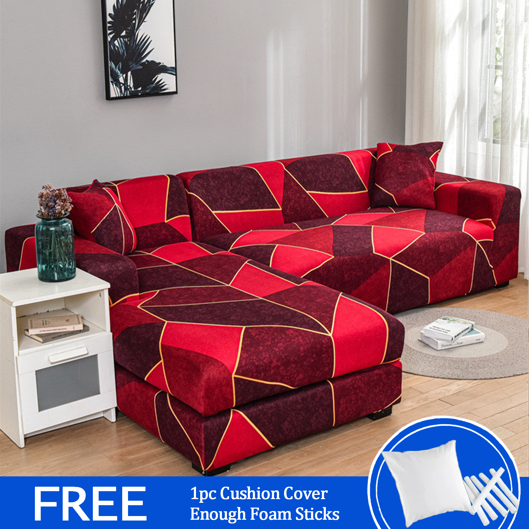 (L Shape Need To Buy 2 PCS) Sofa Cover Stretchable Armless Sofa Seat ...