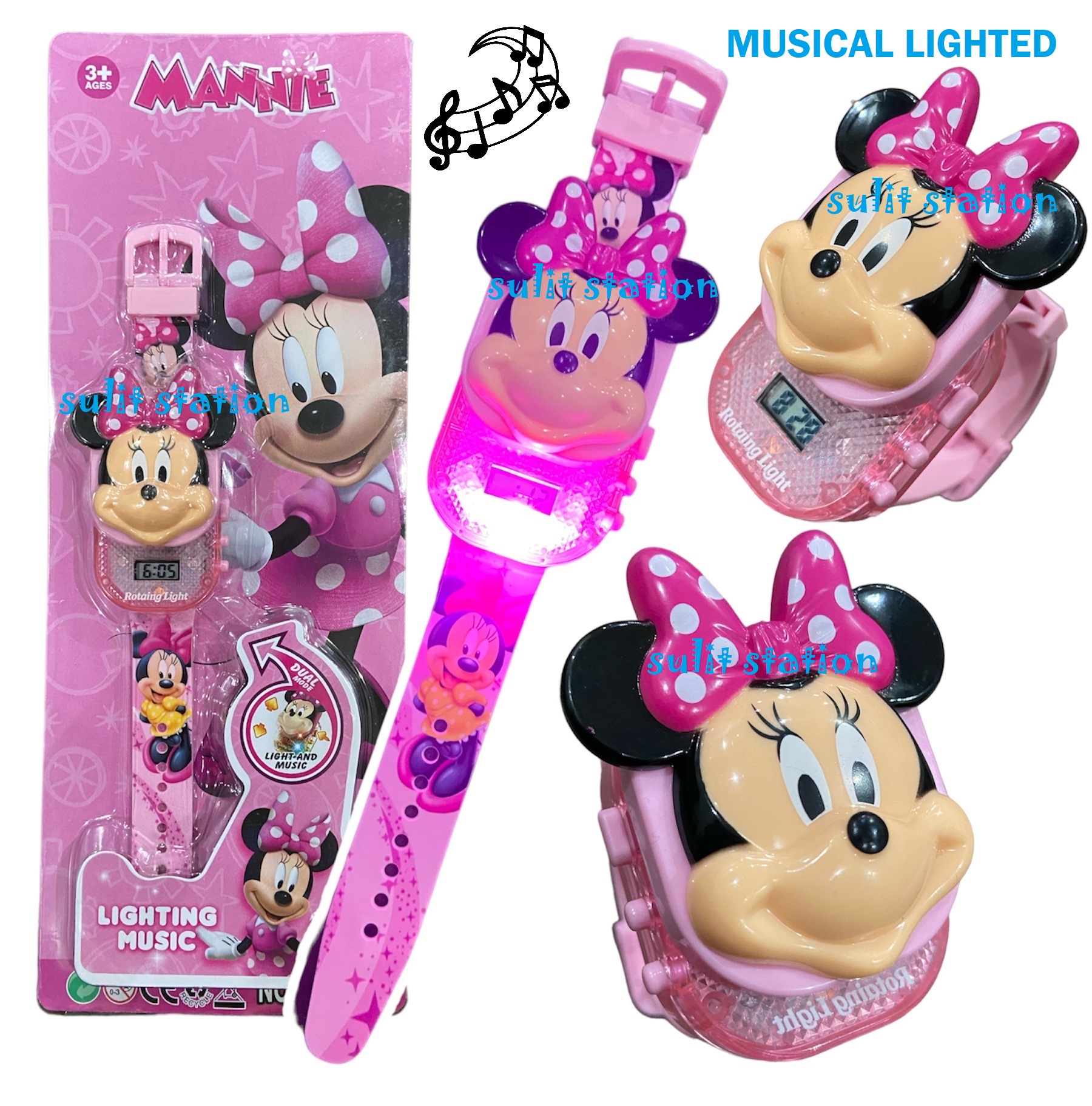 3in1 MINNIE rat MOUSE CHARACTER MUSICAL MUSIC SOUNDS GLOW glowing LED ...