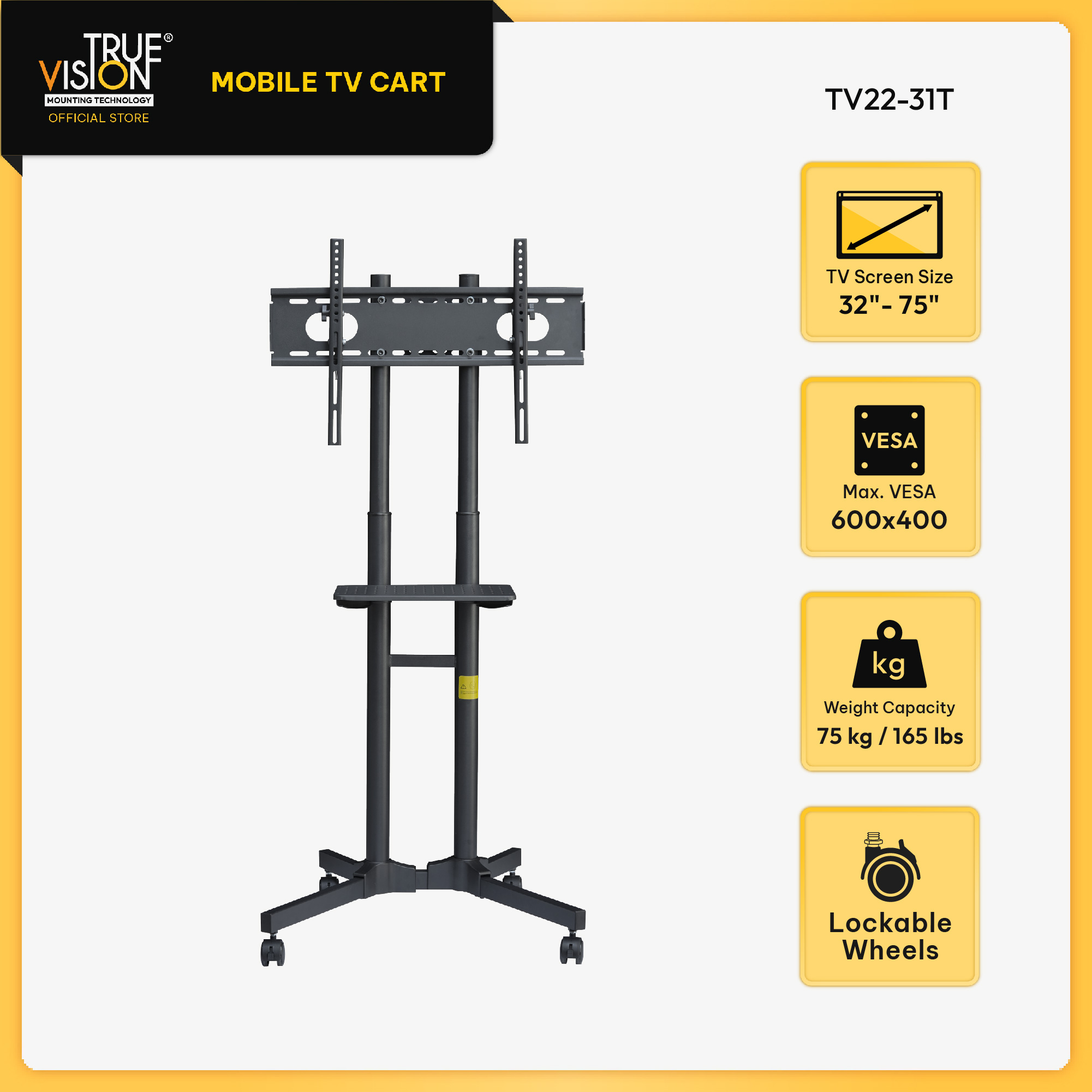 True Vision Mobile TV Stand for 32-75" TV TV22-31T | Lazada PH