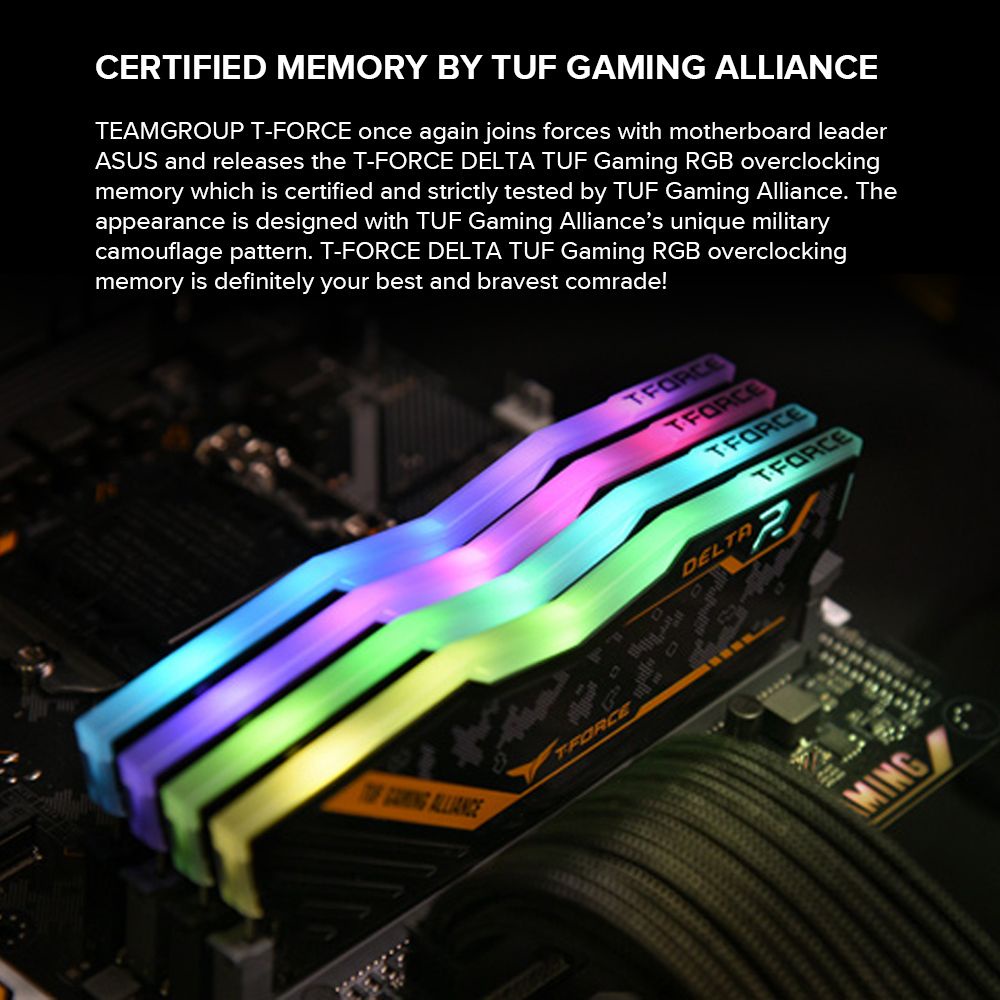 【Ready Stock】 Team Elite Delta TUF RGB 16GB 2x8 3200Mhz Memory T-FORCE ...