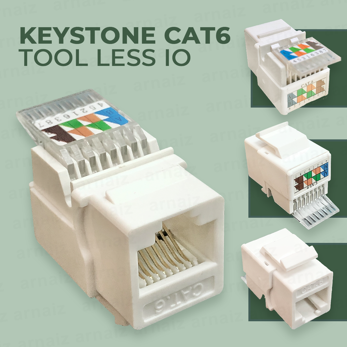 CAT6 IO Keystone Jack RJ45 Tool Less type Unshielded UTP Network Jack ...