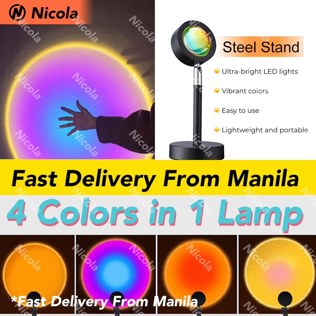 100% Original 4in1 Sunset Lamp Sunset Light Rainbow Color Sun Never ...