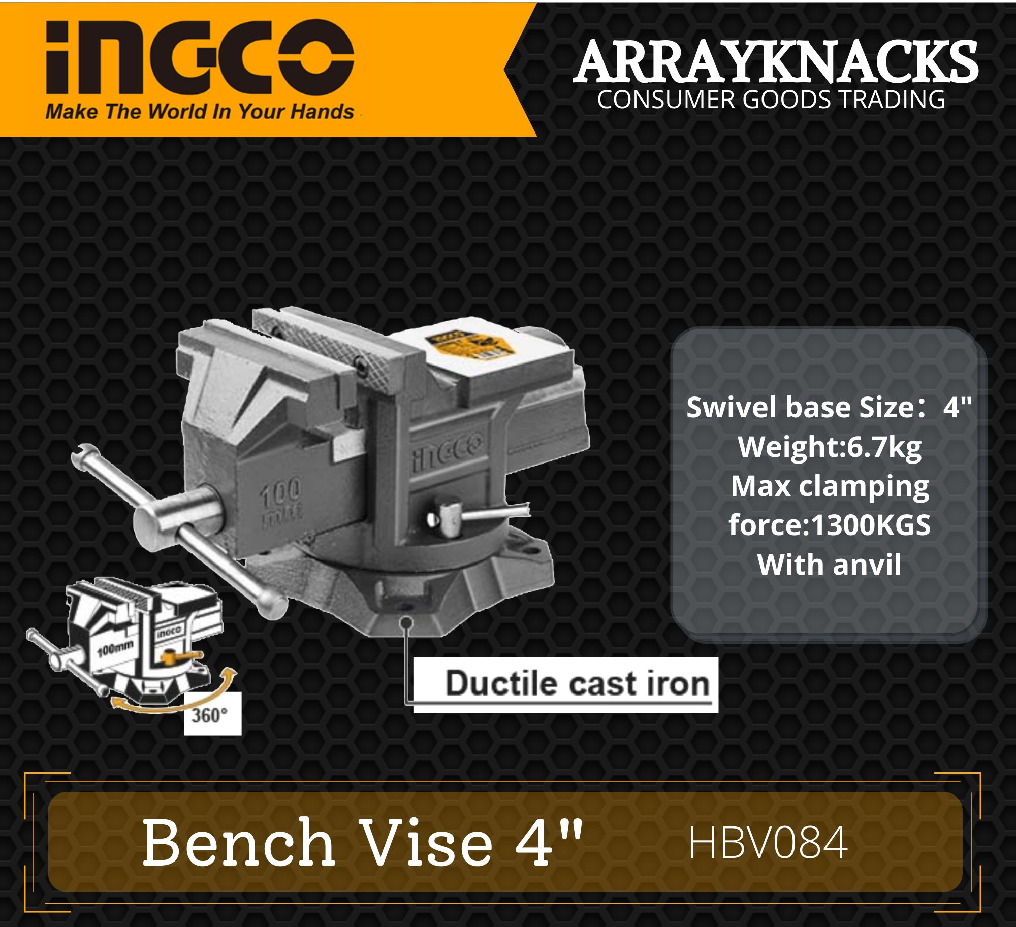INGCO Bench Vise 4" (HBV084) | Lazada PH