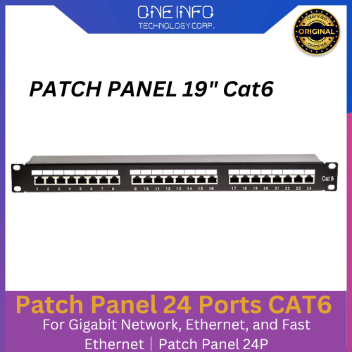 Patch Panel 24 Ports│19inches│Cat6│For Gigabit Network, Ethernet, and ...