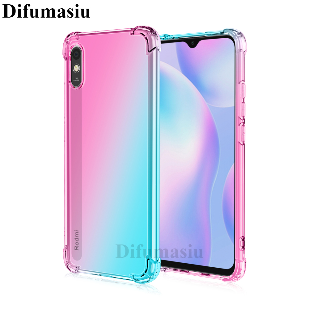 For Xiaomi Redmi 9A Shockproof Soft Case Covers Gradient Color Silicone ...