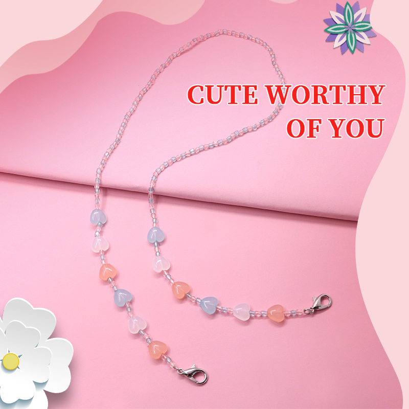 Attraction Lanyard Mask Heart Shape Bead Necklace Chain Neck Strap Face ...