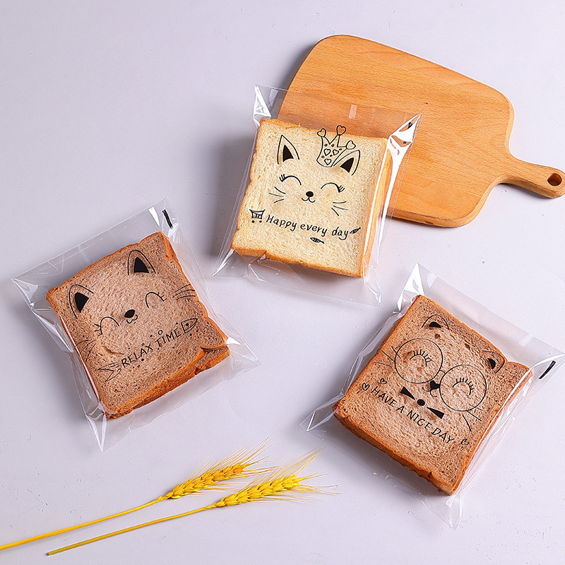 Bread Packing Bag 100pcs Plastic Self Adhesive Bread Packaging Bags ...