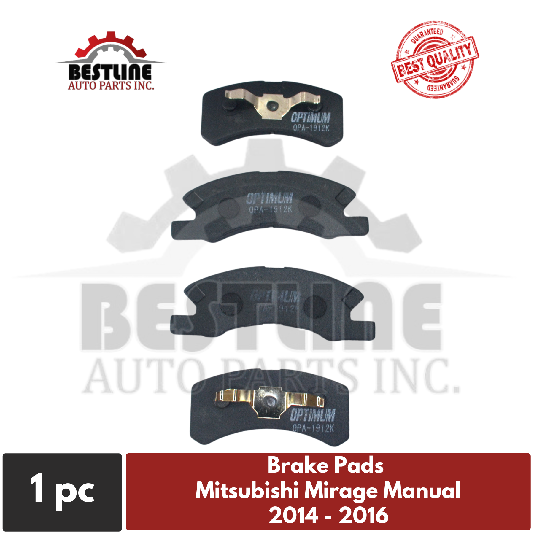 Brake Pads Disc Pads for Mitsubishi Mirage G4 Manual 2014 to 2016 ...