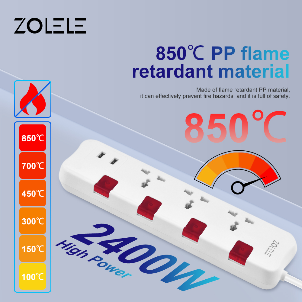 ZOLELEL three-hole socket independent switch multi-function plug board ...