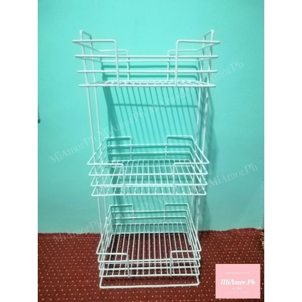 [3-LAYER] THICK MULTIPURPOSE WIRE MESH STORAGE RACK METAL SHELF BASKET ...