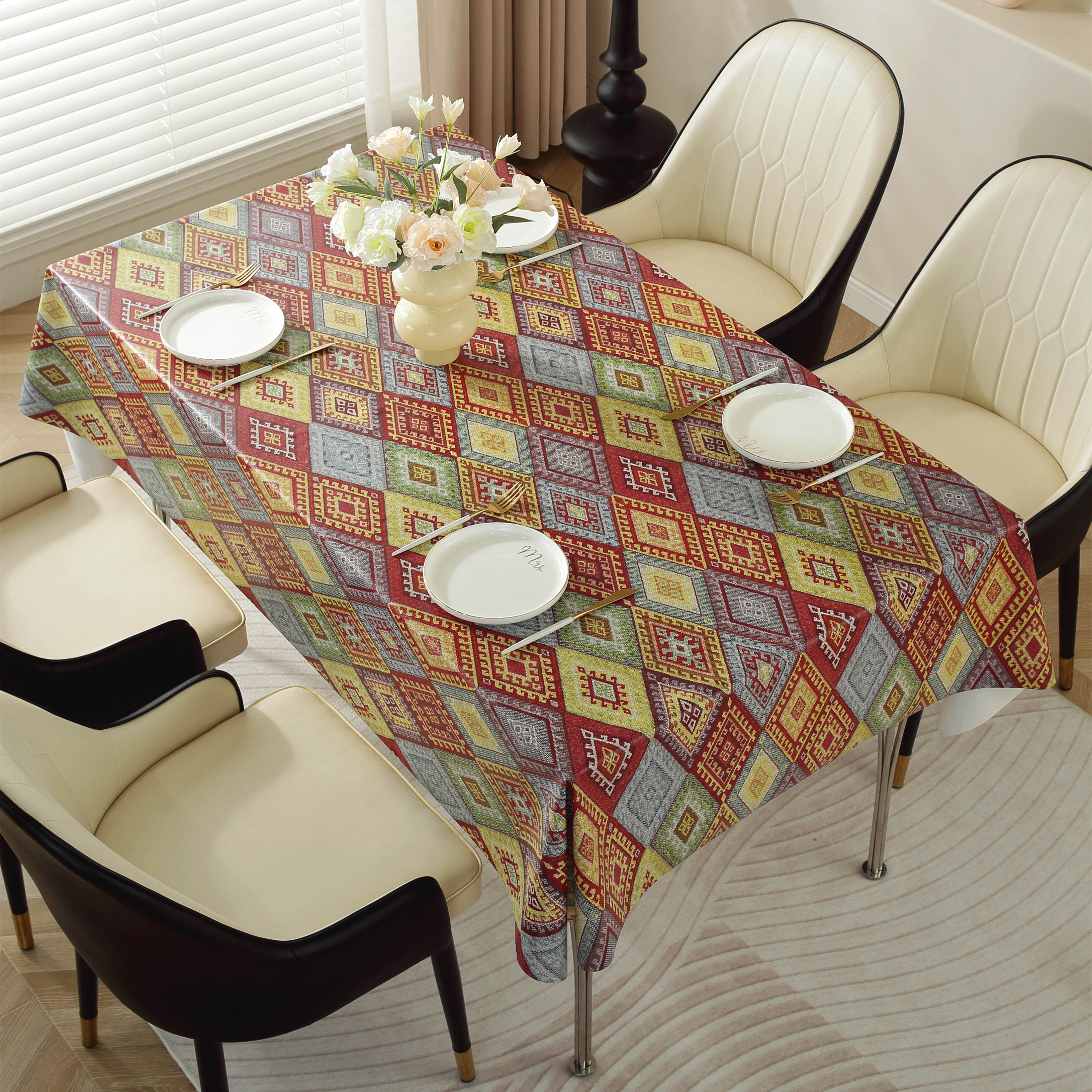 Mantel/Tablecloth Pvc Waterproof Antifouling Cover Outdoor Dining Table ...