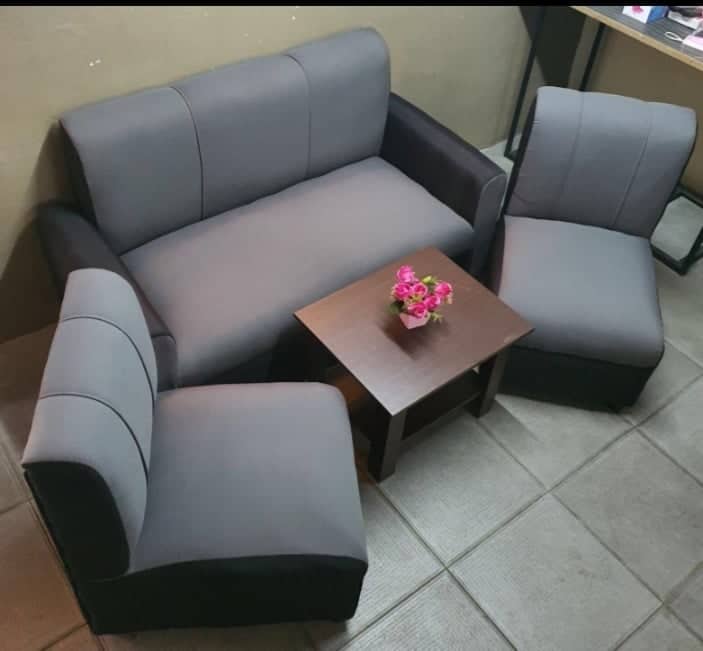 sala set grey black fabric with center table uratex foam | Lazada PH