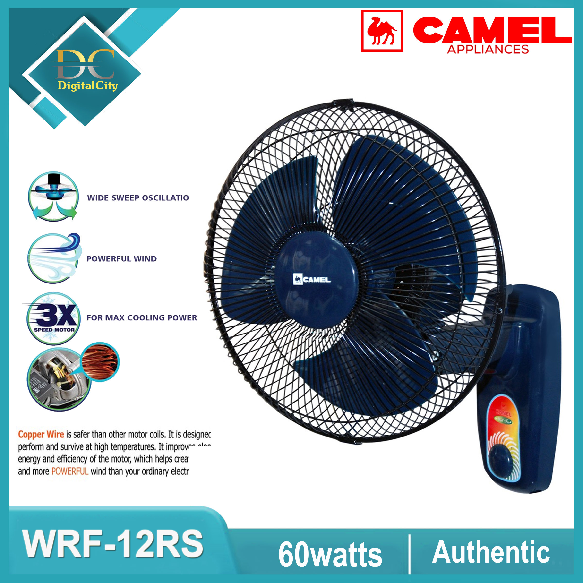 DIGITAL Camel WRF-12RS 45W Wall Fan | Lazada PH