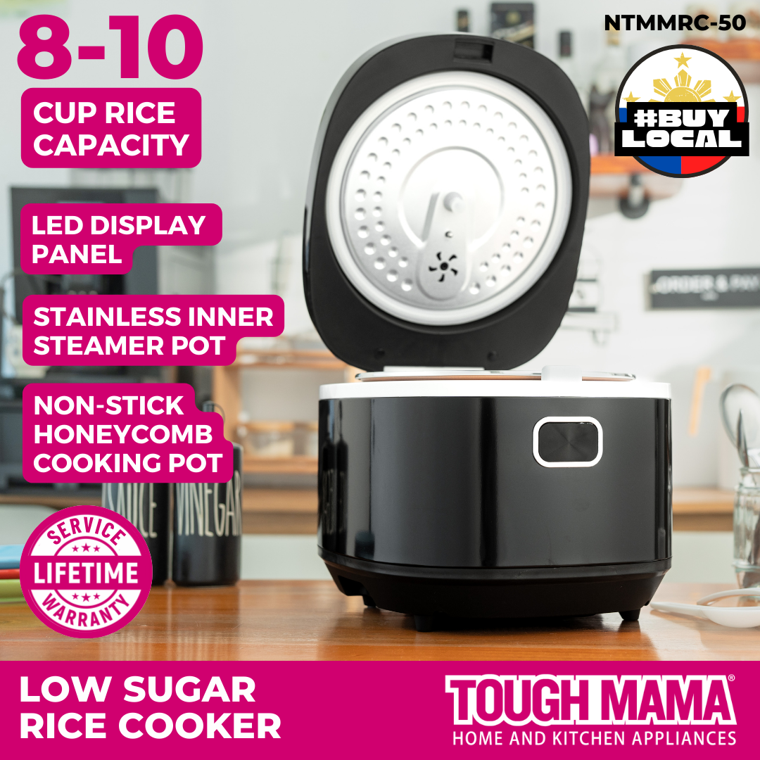 Tough Mama NTMMRC-50 Healthy Low Carb Black Jar Rice Cooker Non-stick ...