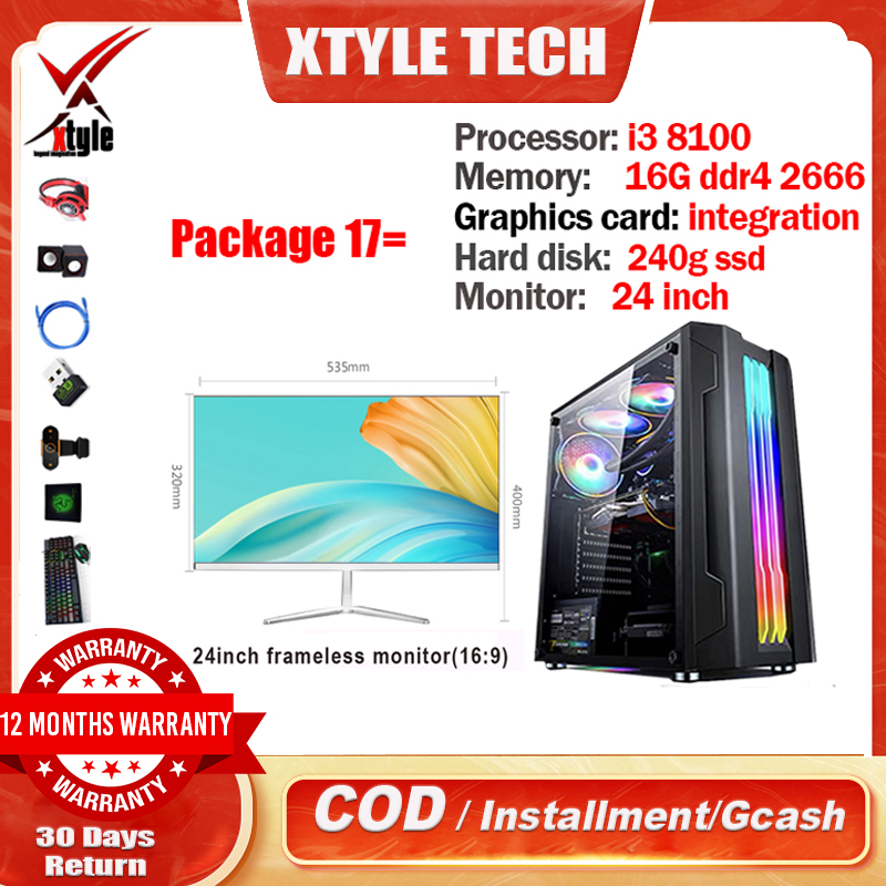 Desktop Computer Set Gaming PC Set Gaming Intel I3 8100 built int HD630 ...