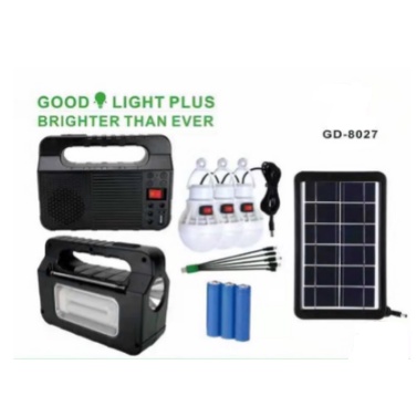 GD-8027 GD LIGHTNING SOLAR SYSTEM FM RADIO WITH FREE SOLAR PANEL AND 3 ...