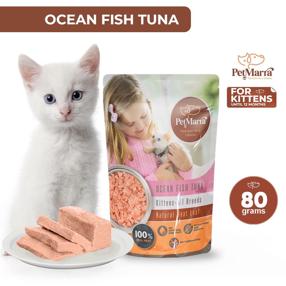 PetMarra Natural Meat Loaf Kitten Cat Wet Food Pouch up to Ages 12 ...