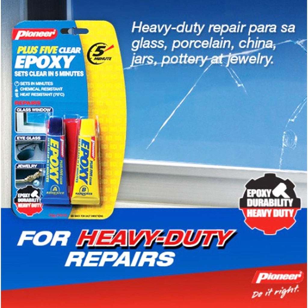 Pioneer Epoxy Plus Five Clear 15g 15ml Tube Set 5 Minutes Heavy Duty ...