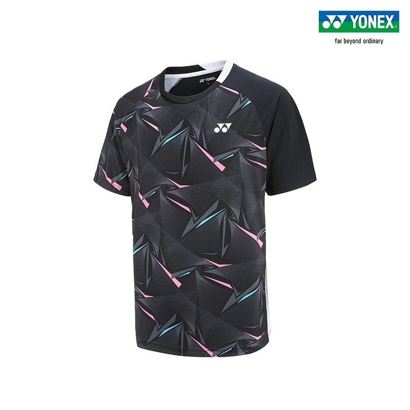 Yonex Badminton Tennis Dry-Fit T-Shirt Black Abstract Blue Pink For Men | Lazada PH