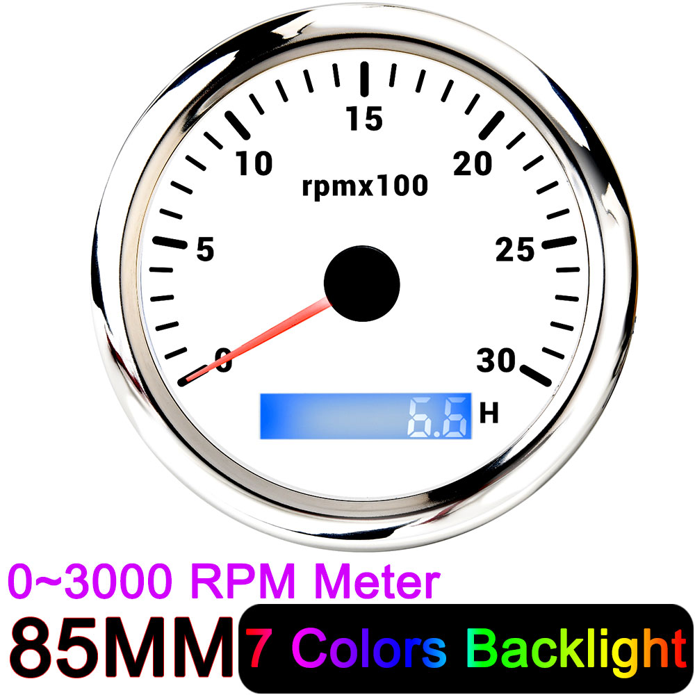 HD 85mm Tachometer 3000 6000 7K 8K RPM Tacho 7 Colors Backlight Marine ...