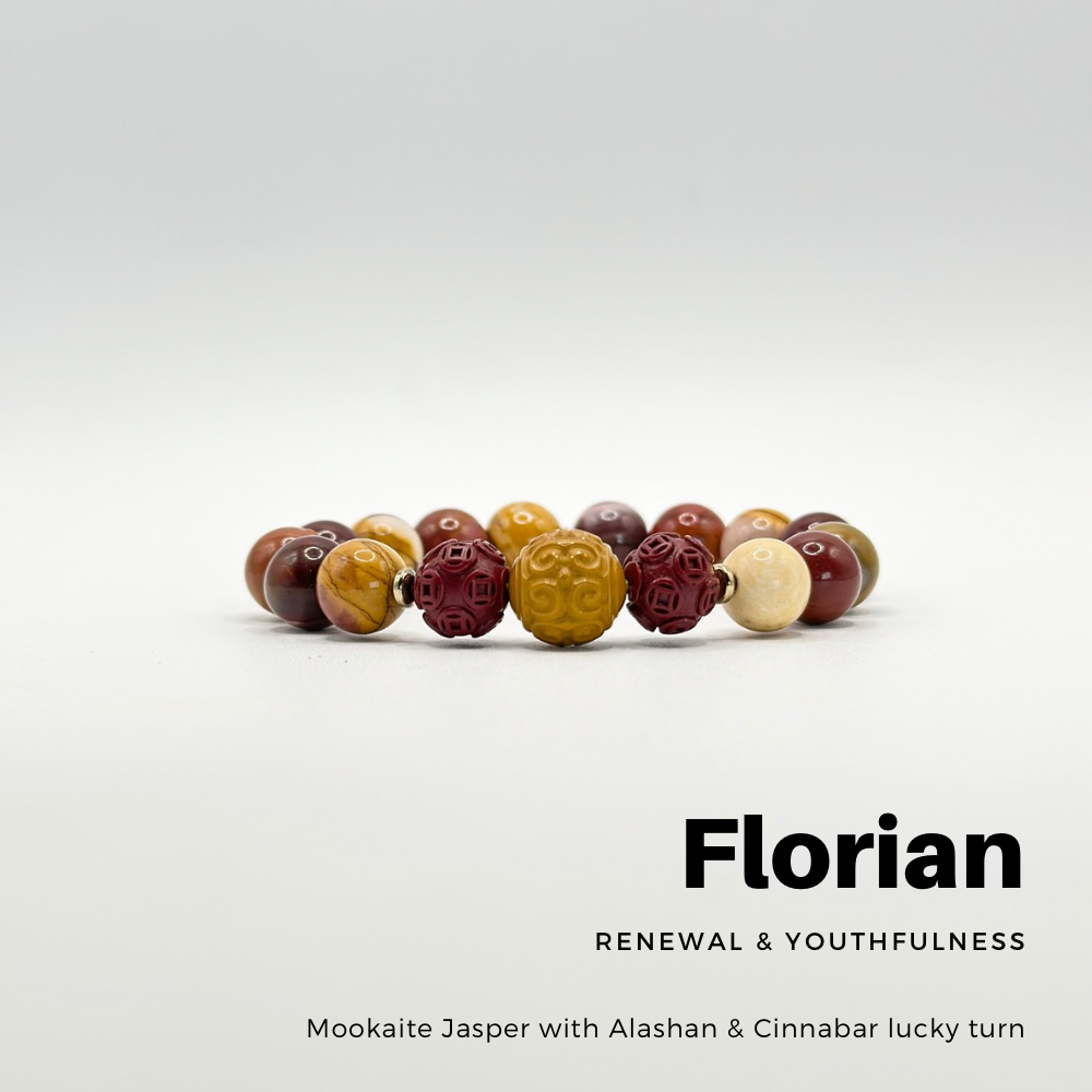 Gaello Florian Mookaite Jasper with Alashan & Cinnabar lucky turn 10mm ...