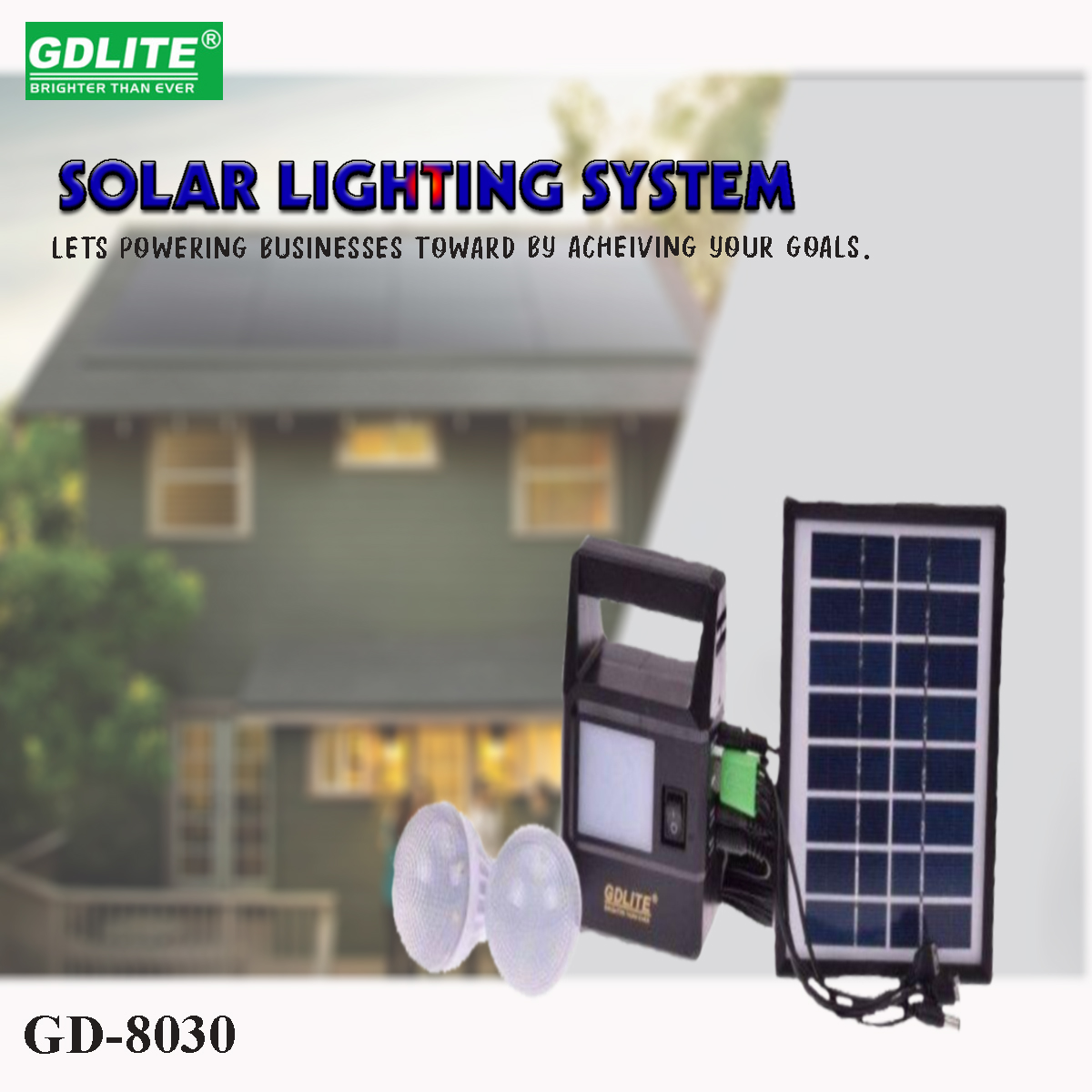 GDLITE GD-8030 Solar Charging System Digital Lighting Kit Solar Panel ...