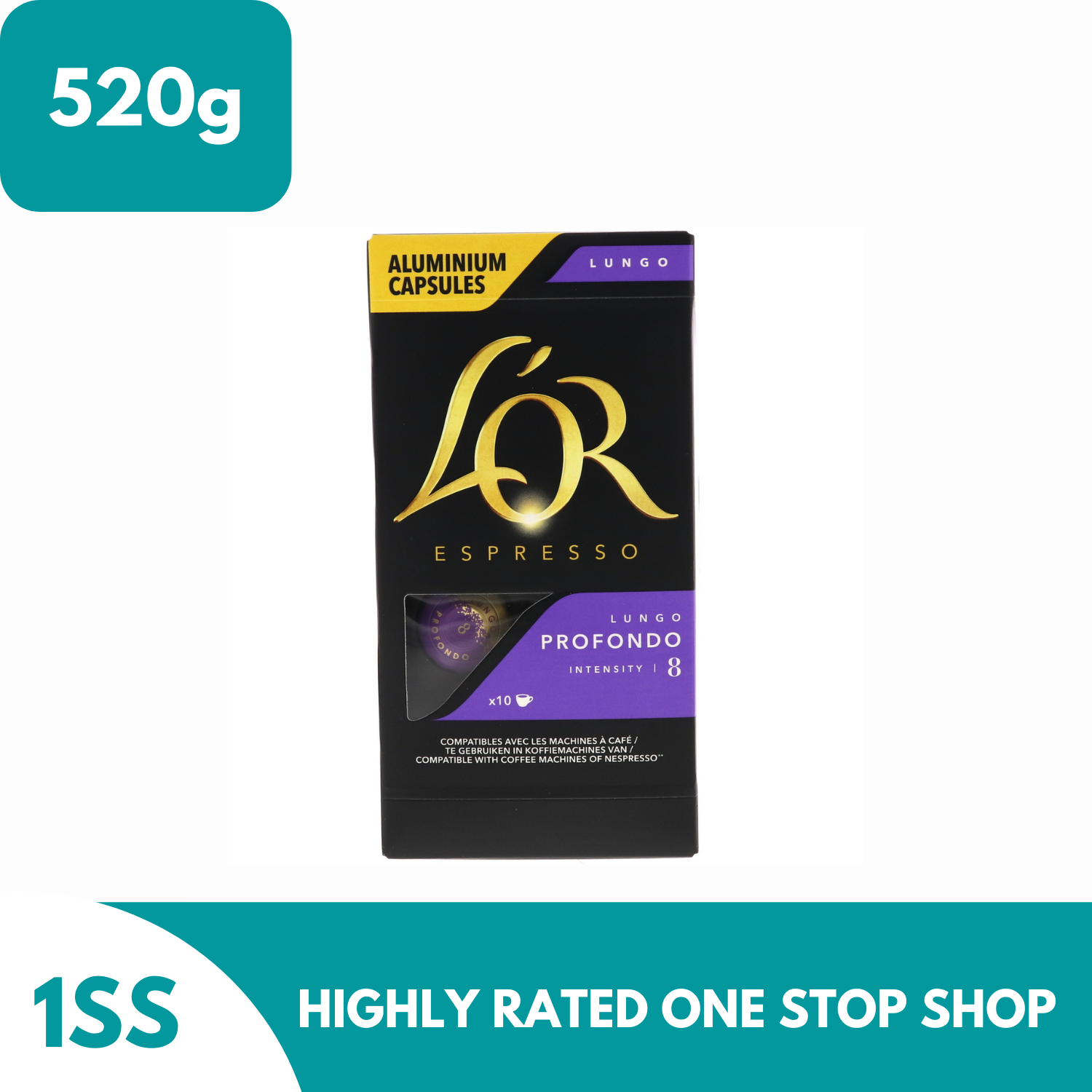 Lor Espresso Intensity 8 Lungo Profondo Ground Coffee Capsules 520g ...