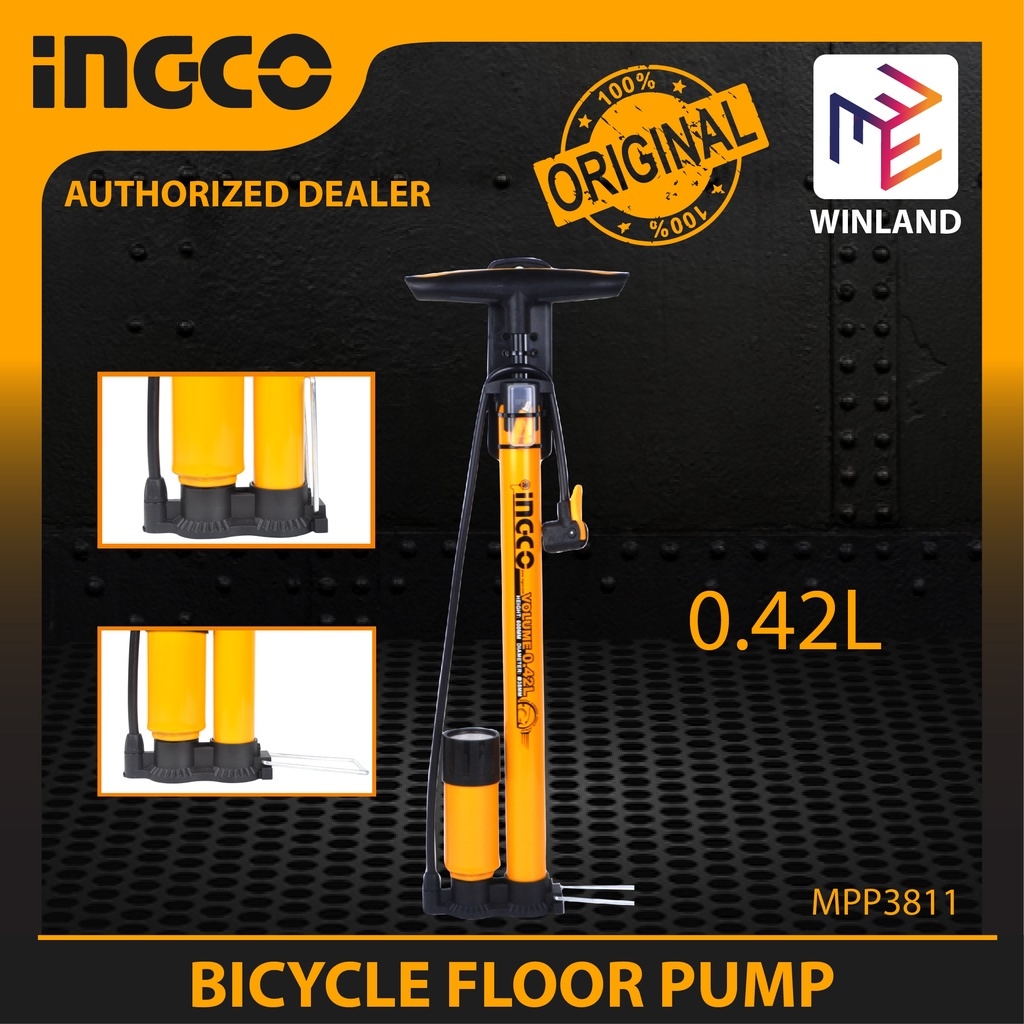 INGCO Original High Performance Aluminum Bicycle Floor Pump xWINLANDx ...